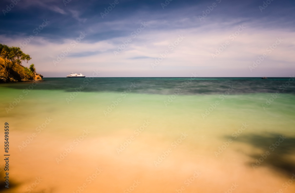 Long exposure of deserted tropical beach; Tufi Island, Oro Province ...