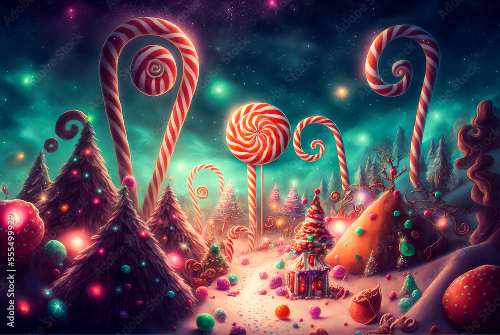 A beautiful Merry Christmas themed festive night scene in winter. A ...