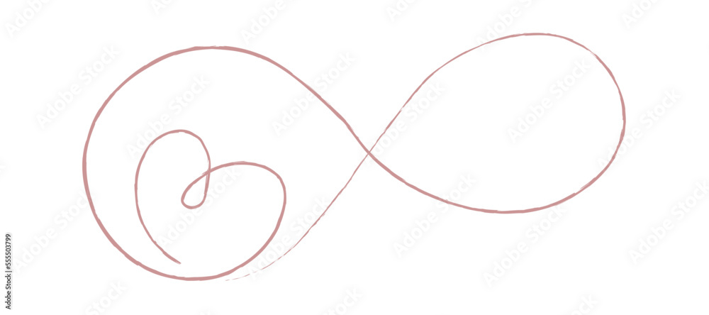 Red thin lines two hearts love infinity symbol on white background ...