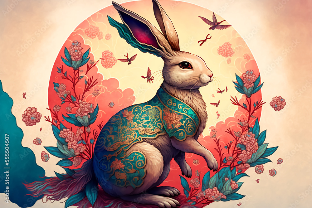 rabbit Happy Chinese New Year 2023 . Chinese new year. Asian elements ...