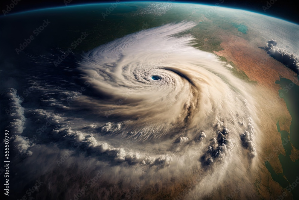 High-resolution, very realistic depiction of a hurricane making its way ...