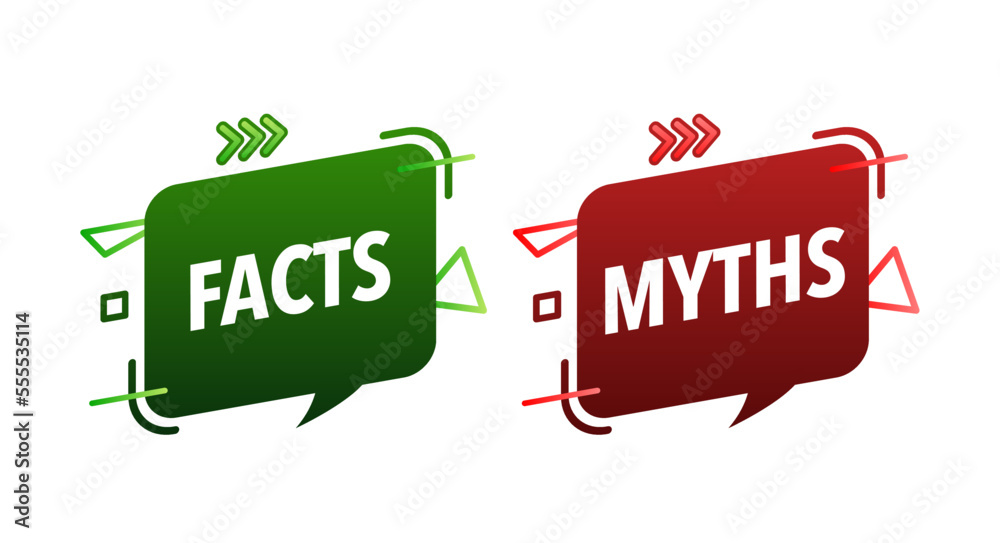 Facts vs myths, fact-checking. Check mark. Fake news. Rumors comparing ...
