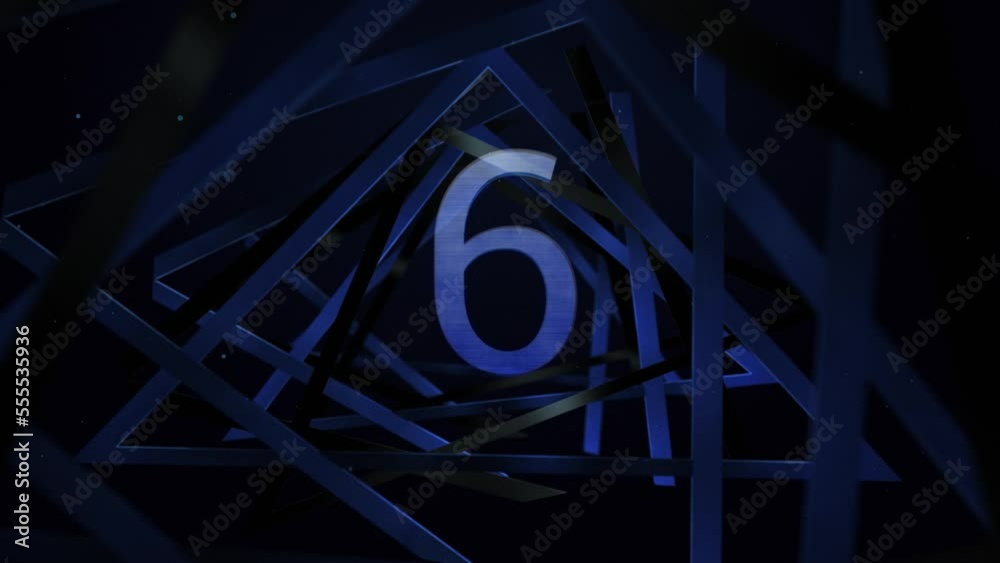 countdown dark blue triangles geometry timer animation bright digitals ...