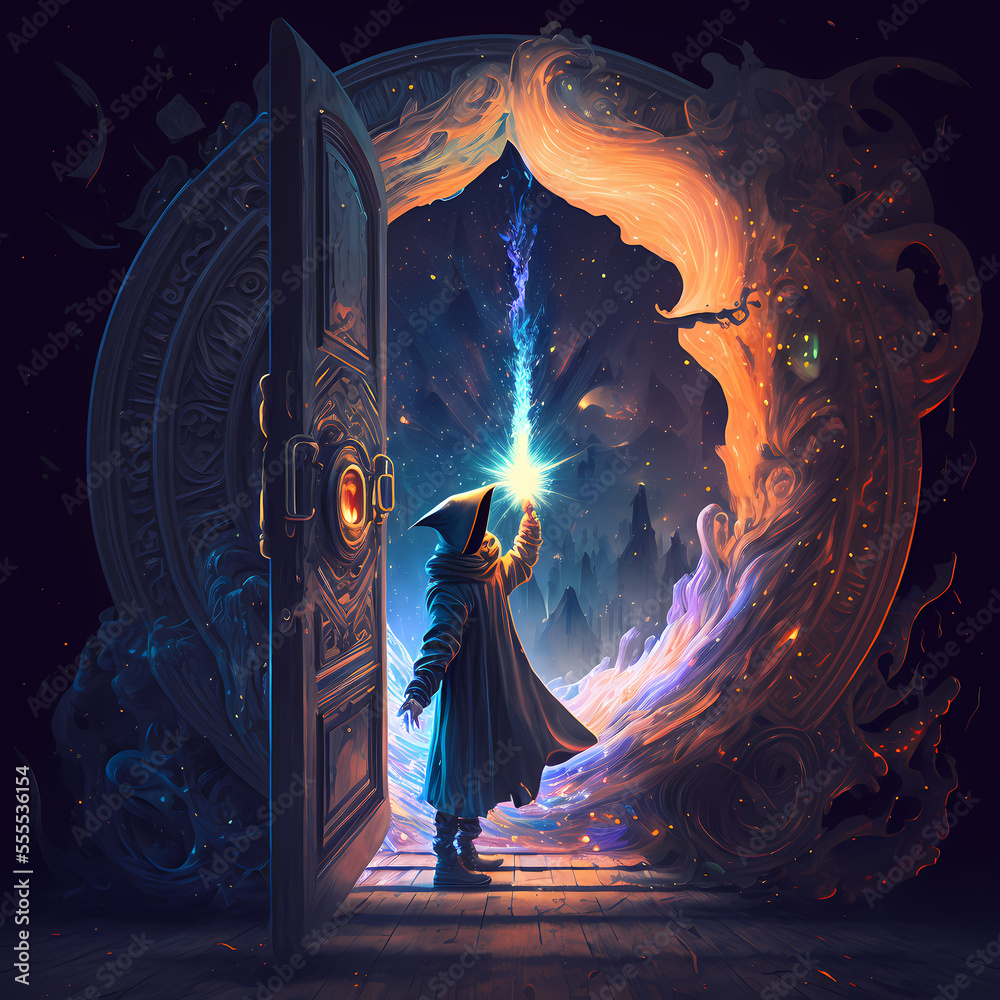 Wizard Opens a Doorway to Another World - Generative AI Stock ...