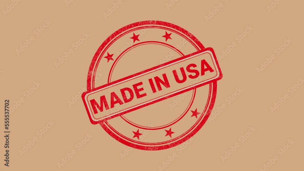 Made in USA stamp animation on white and green screen background. 4K ...
