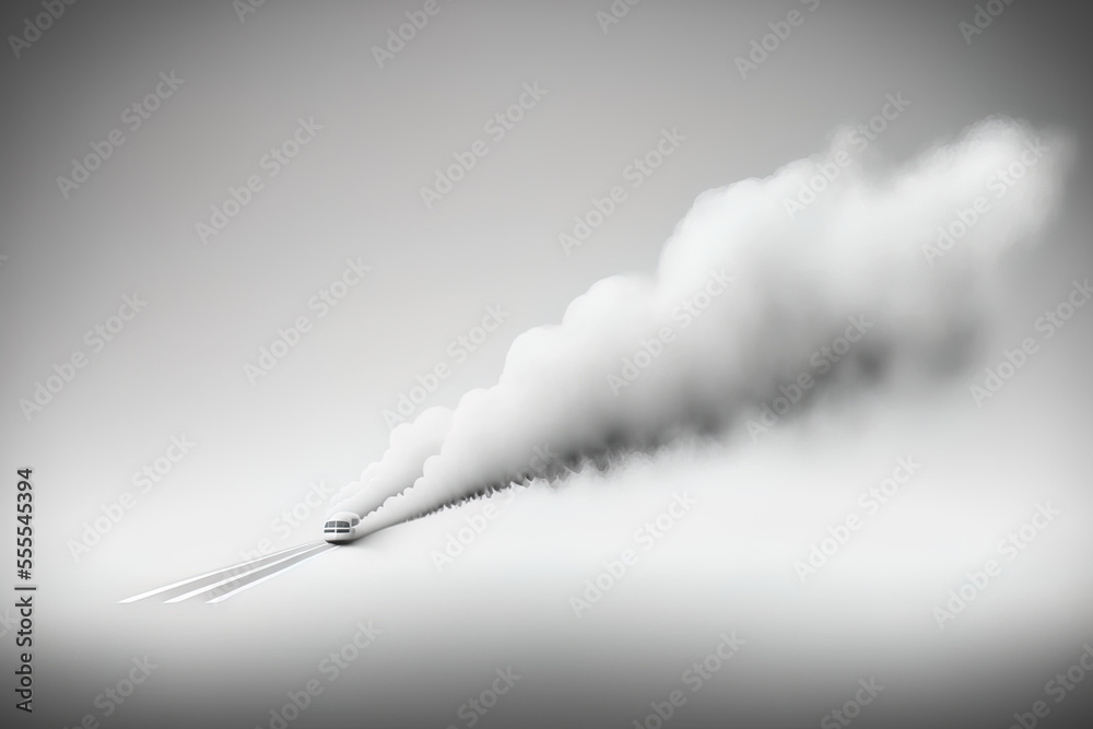 cloudy smoke Isolated plane track on a translucent backdrop. a ...