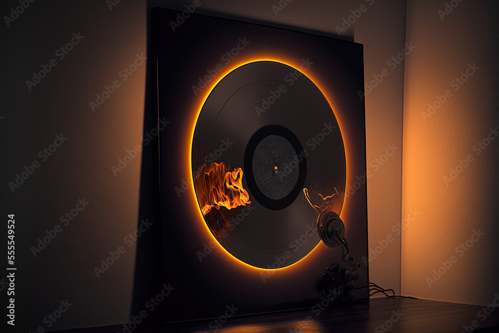 mockup of a vinyl record with attractive led lighting. Generative AI ...