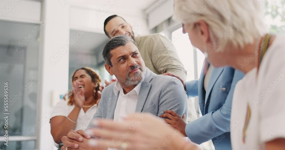 Business people, clapping or success in diversity meeting for marketing ...