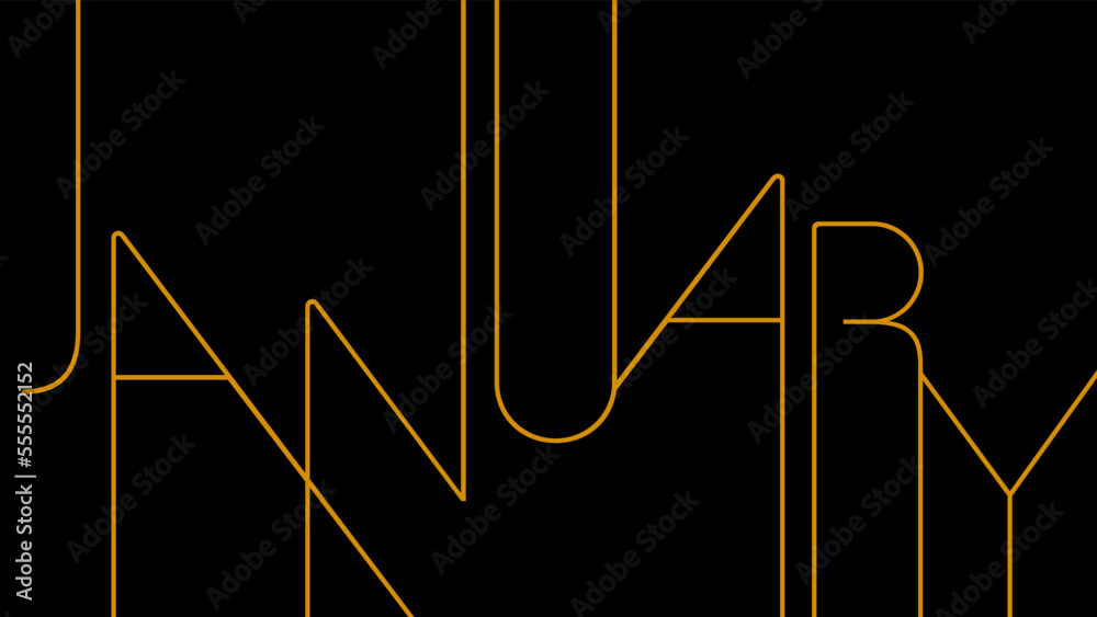 January month one line art style of text design poster banner template ...