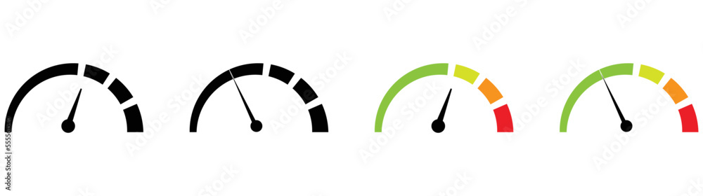 speedometer icon set. indicator speed car. style symbol, vector ...