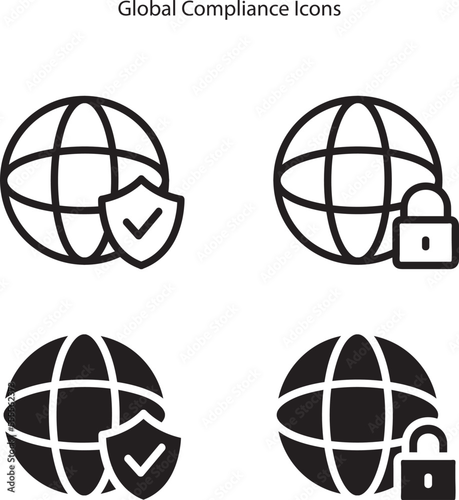 Global Compliance icon. Line style element on white background. Thin ...