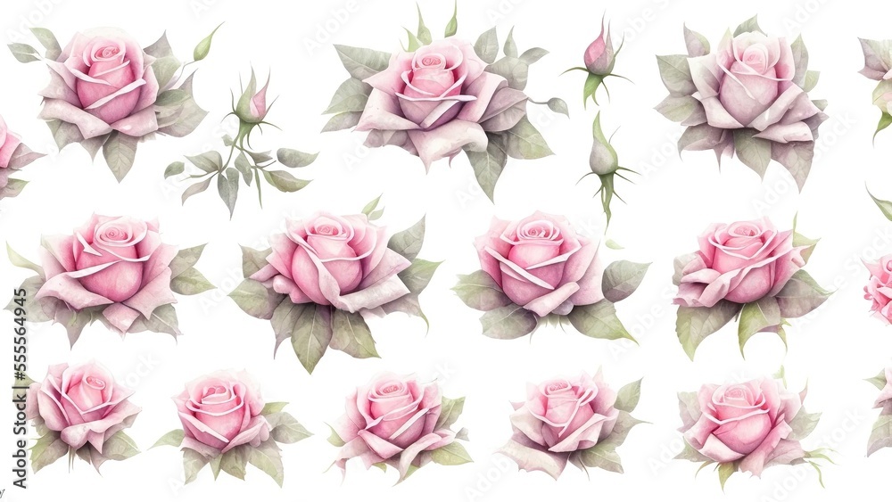 Watercolor roses clip art, hand painted watercolor mockup clipart ...