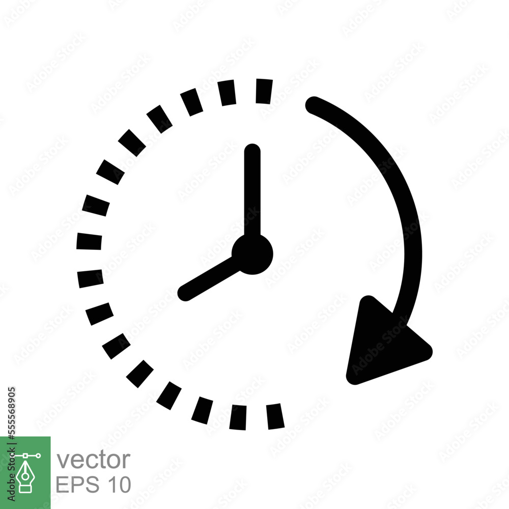 Passage of time icon. Simple outline style. Clock with round arrow ...