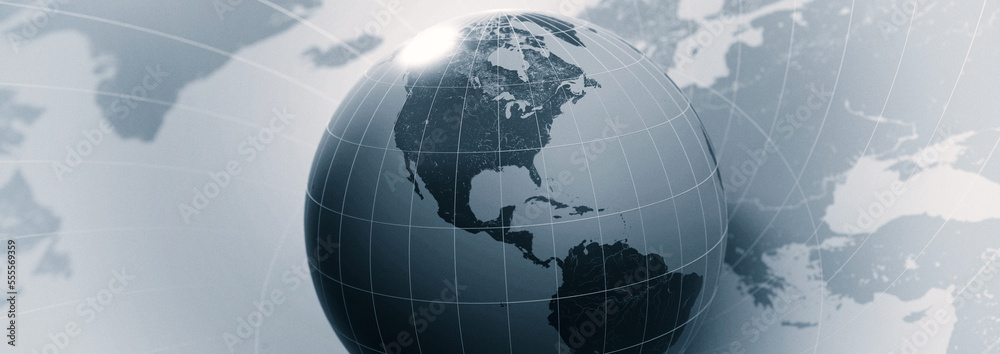 World map banner concept. Detailed flat map of continents. 3d rendering ...