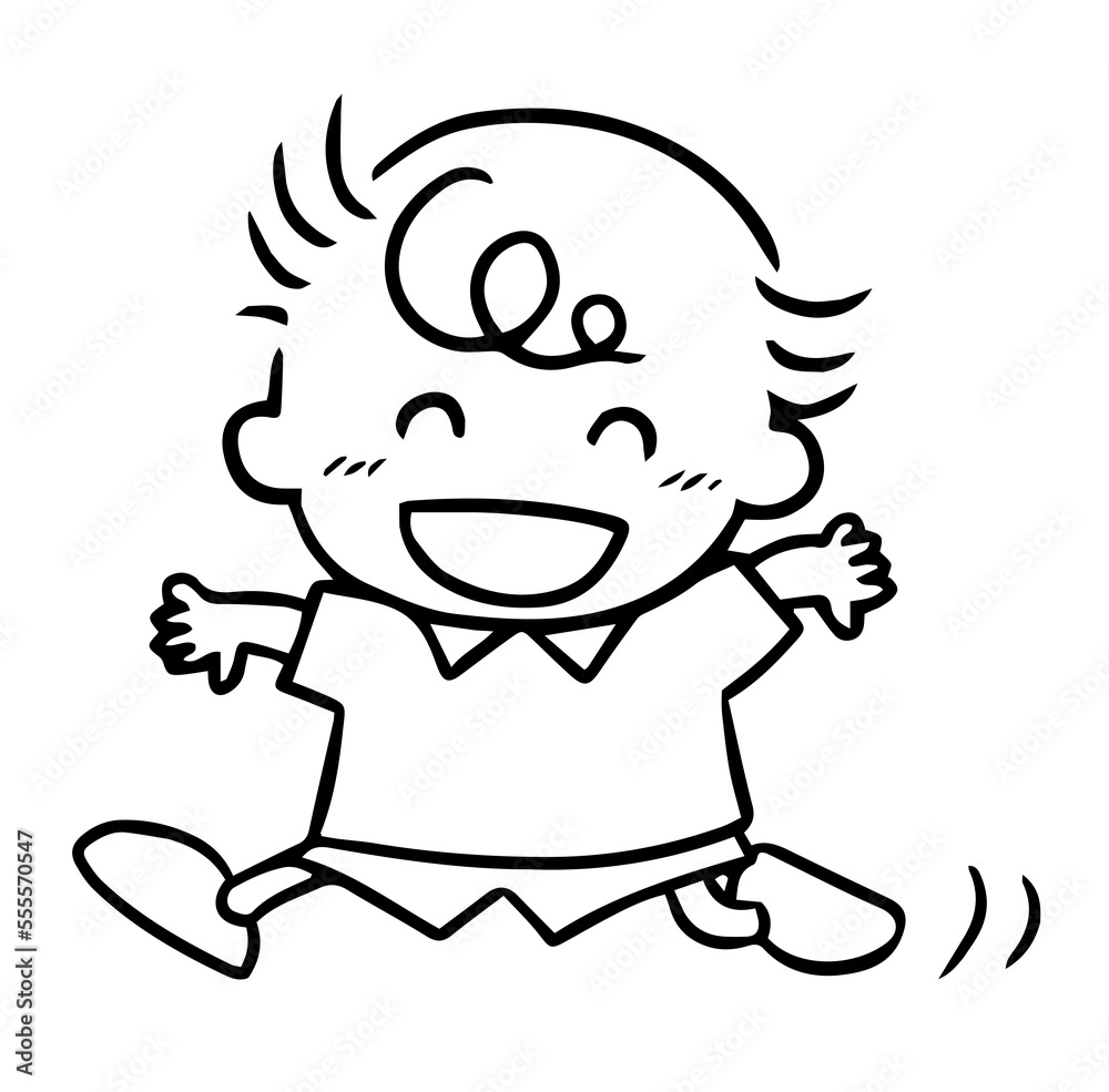 boy running cartoon doodle kawaii anime coloring page cute illustration ...