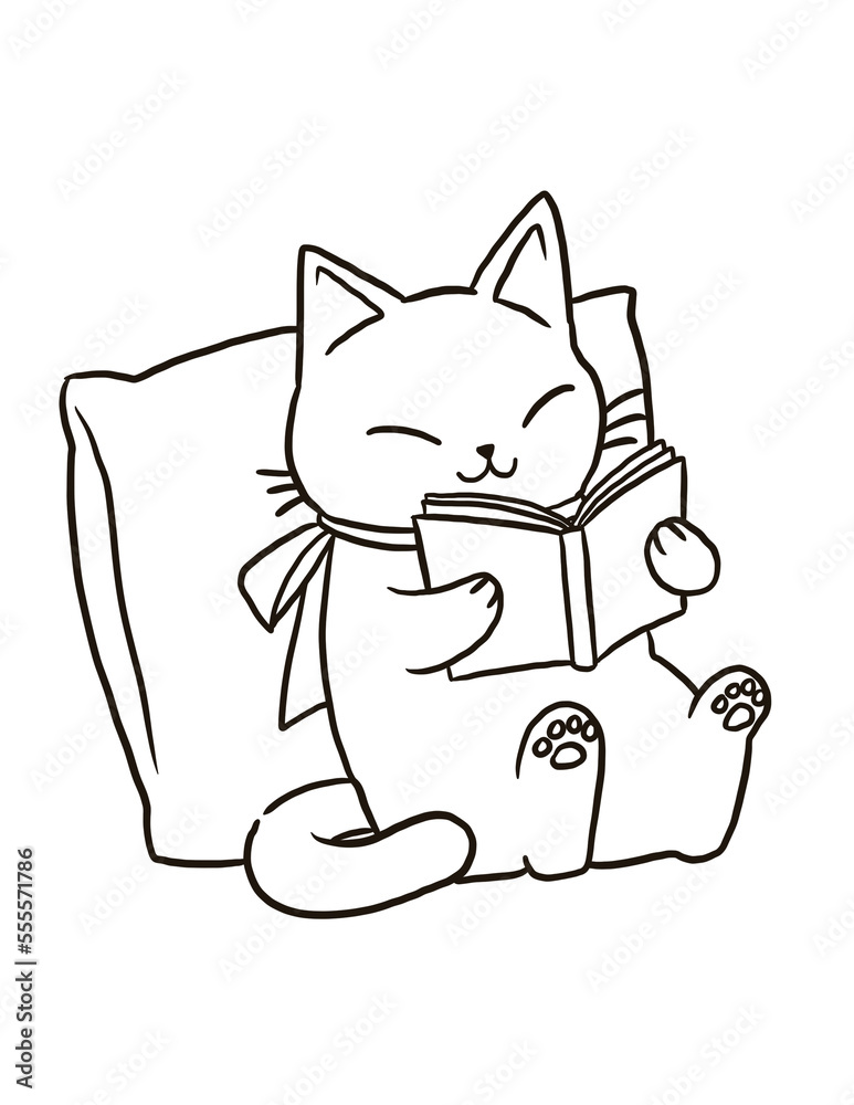 cat cartoon doodle kawaii anime coloring page cute illustration drawing ...