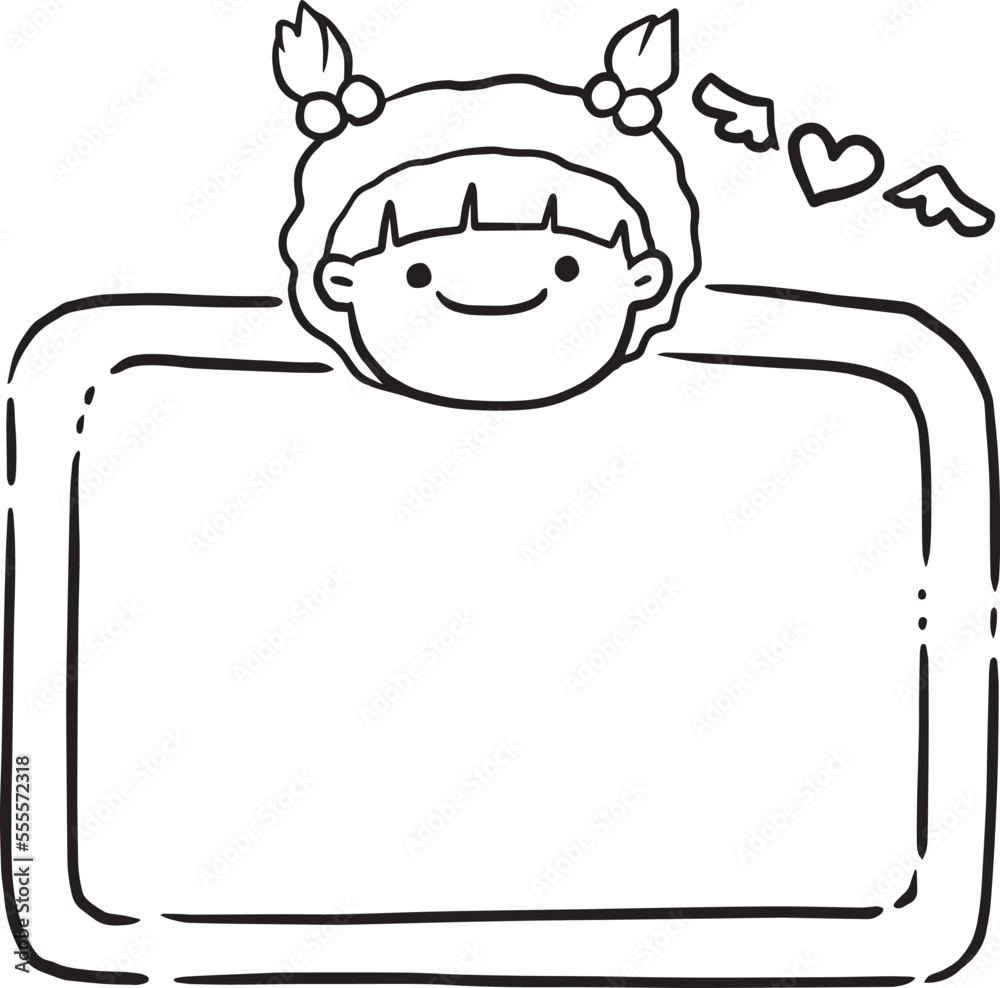 frame cartoon cute doodle coloring page kawaii anime illustration ...