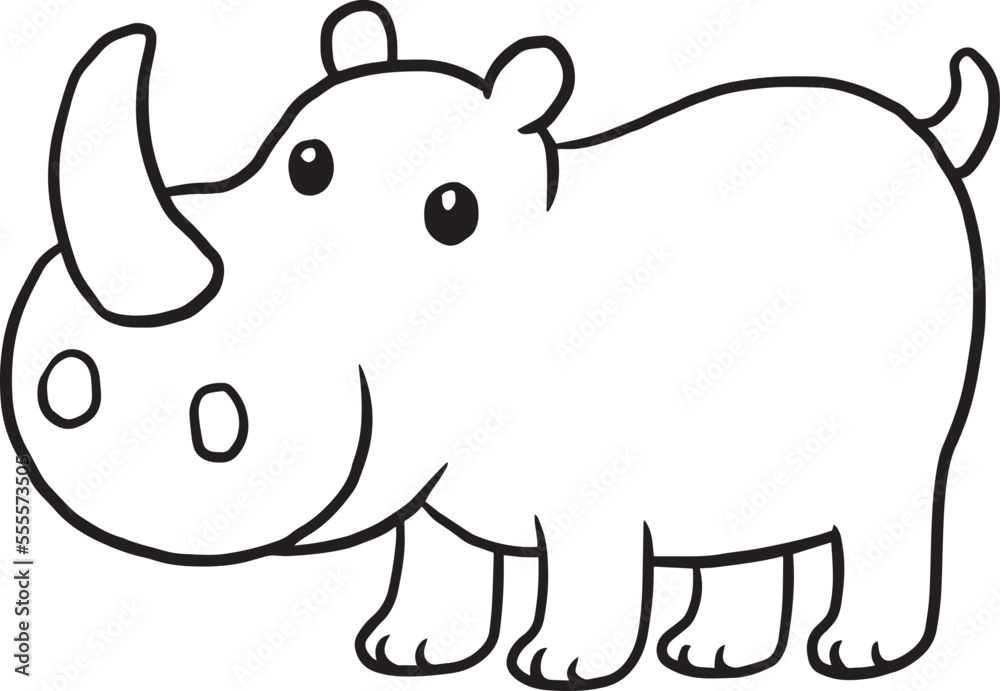 rhino cartoon doodle kawaii anime coloring page cute illustration ...