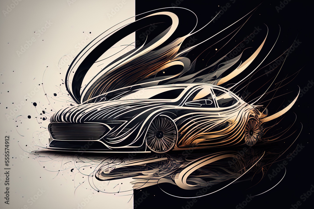 Car logo illustration in the form of abstract lines. Generative AI ...