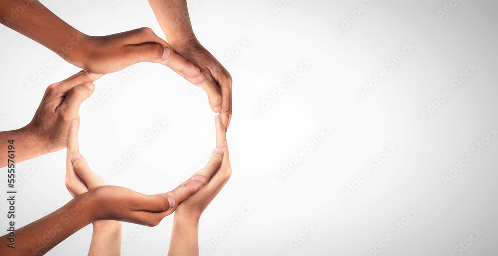 Symbol and shape of circle created from hands.The concept of unity ...