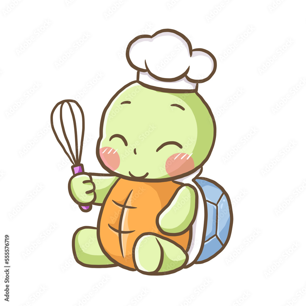 turtle chef cartoon doodle kawaii anime coloring page cute illustration ...