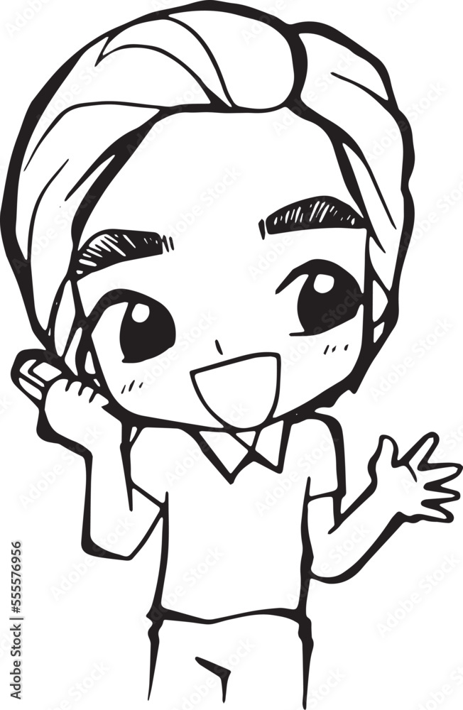 Boy telephone cartoon doodle kawaii anime coloring page cute ...
