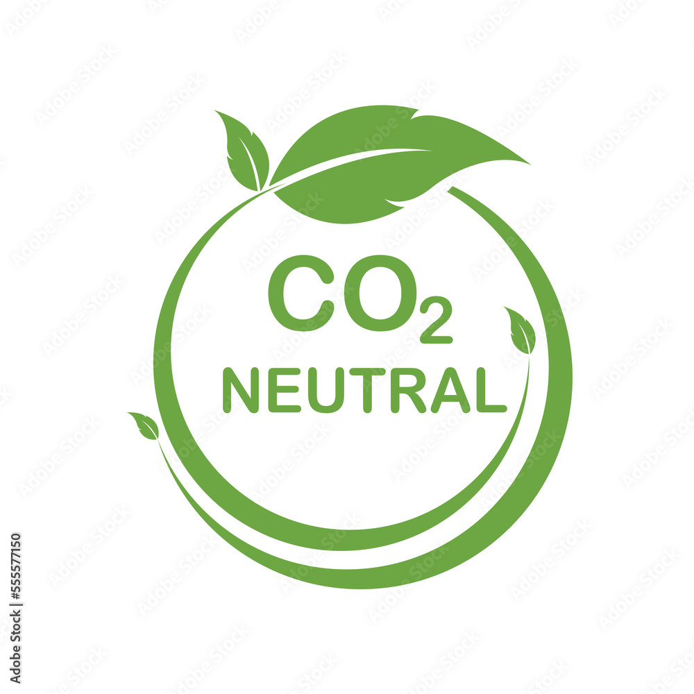 Carbon neutral sign or icon. Green leaves in a circle. Biodegradable ...