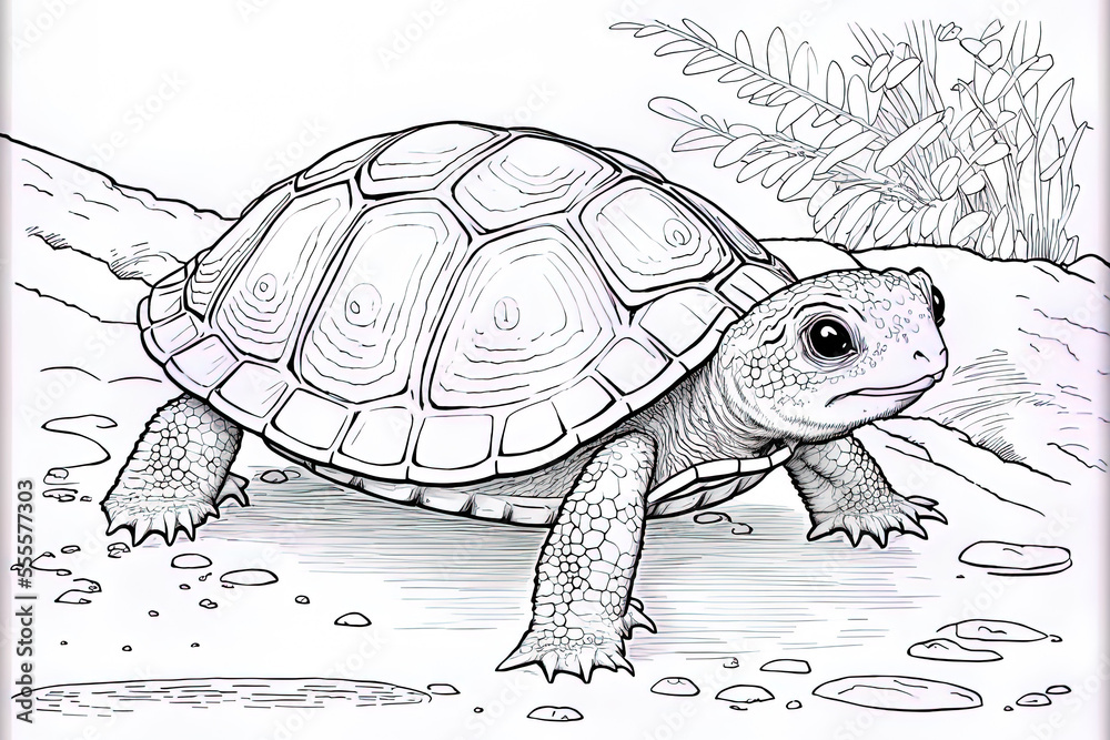 worksheets for coloring turtles for kids. Generative AI Stock ...