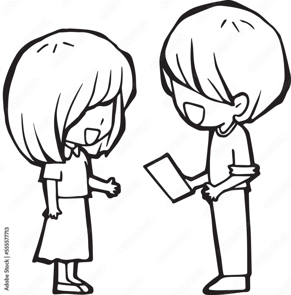 meeting cartoon doodle kawaii anime coloring page cute illustration ...
