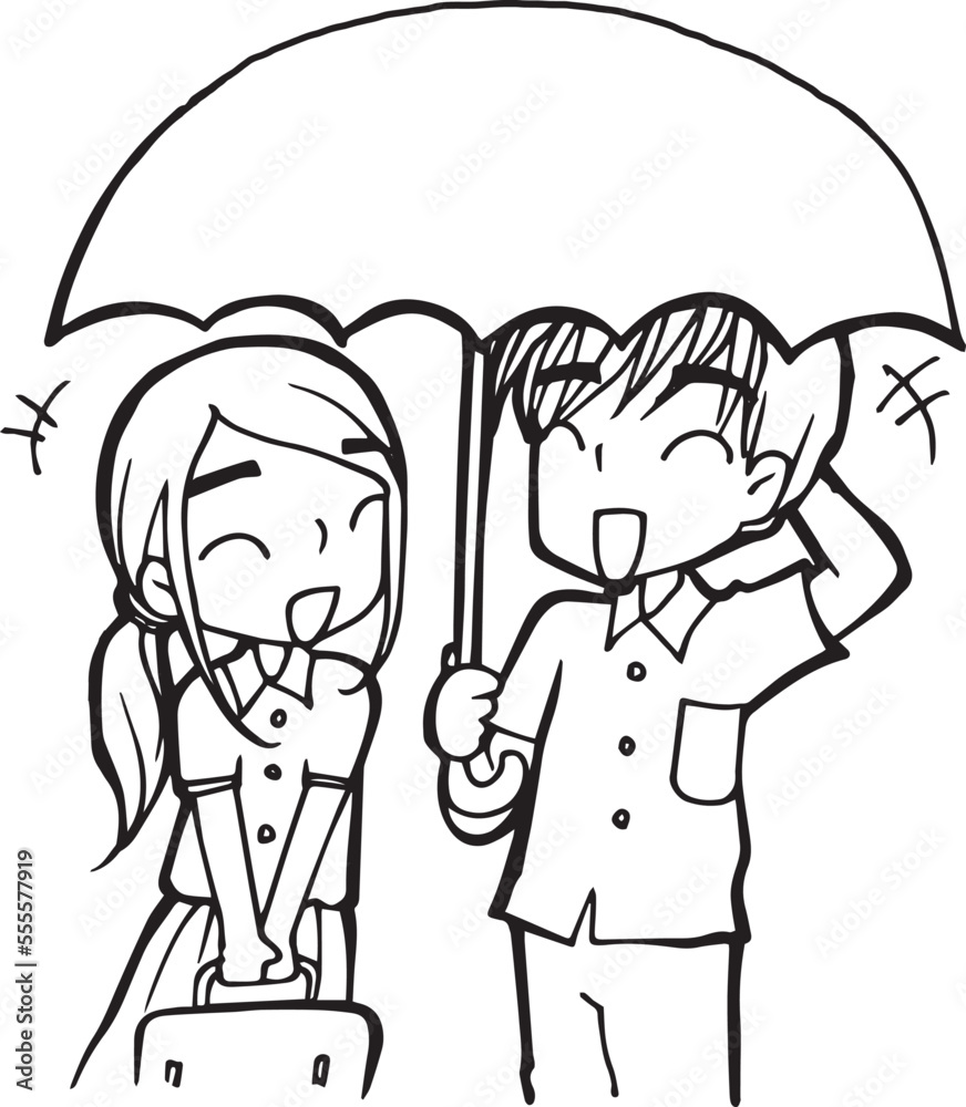 friends students talking cartoon doodle kawaii anime coloring page cute ...