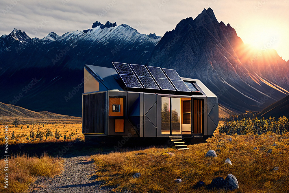 Off Grid Shipping Container Home - Generative AI Stock Illustration | Adobe Stock