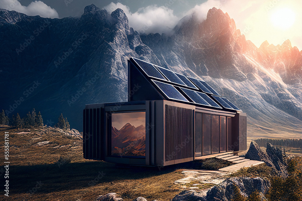 Off Grid Shipping Container Home - Generative AI Stock Illustration | Adobe Stock