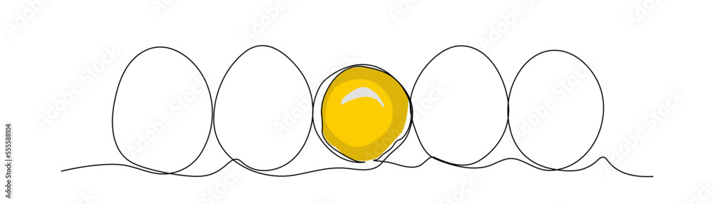 Egg line art, Continuous one line drawing of single egg shape, Black ...