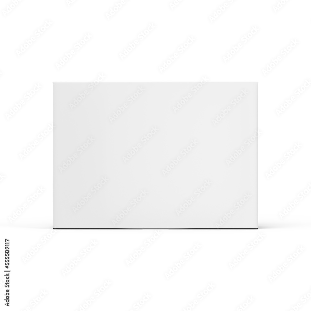 rectangular white box isolated on white 3D illustration top view, front ...