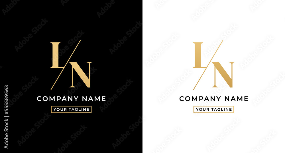 LN logo letter or LN letter logo vector on white and black background ...