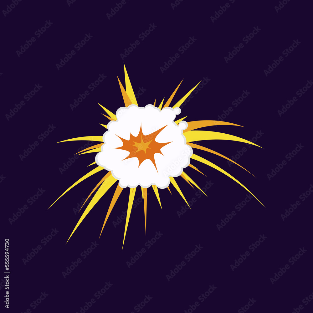 Fire cloud from firework vector illustration. Cartoon drawing of smoke, boom or bang comic ...