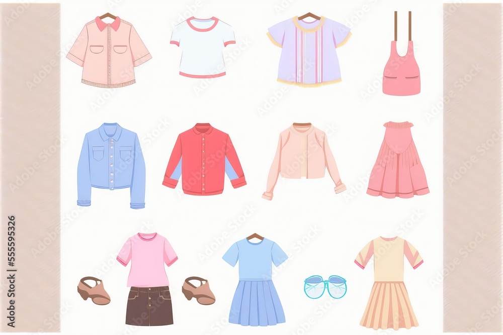 4K resolution or higher, illustration of clothing theme collection ...