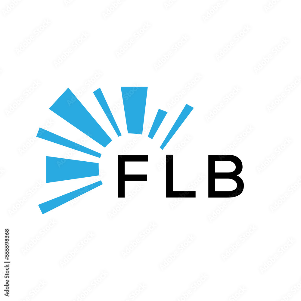FLB letter logo. FLB blue image on white background and black letter ...