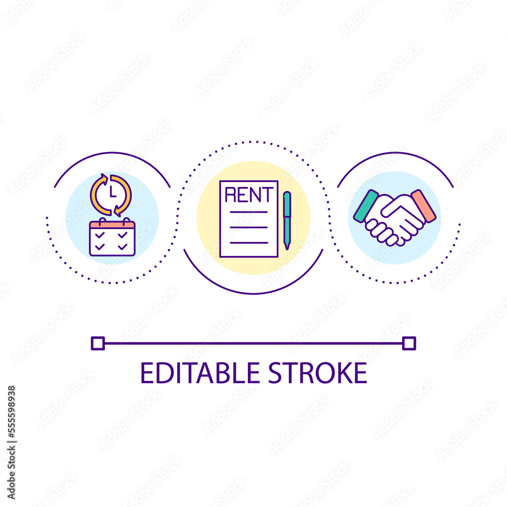 Signing rental agreement loop concept icon. Contract between landlord ...