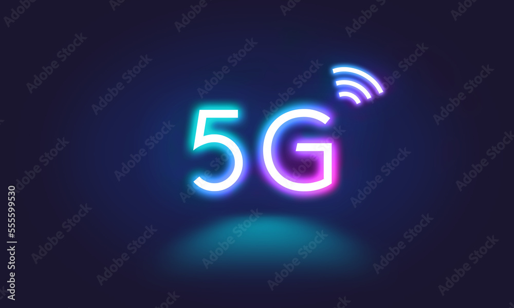 5G Icon Text Graphics Illustration in Dark Background for 5G ...