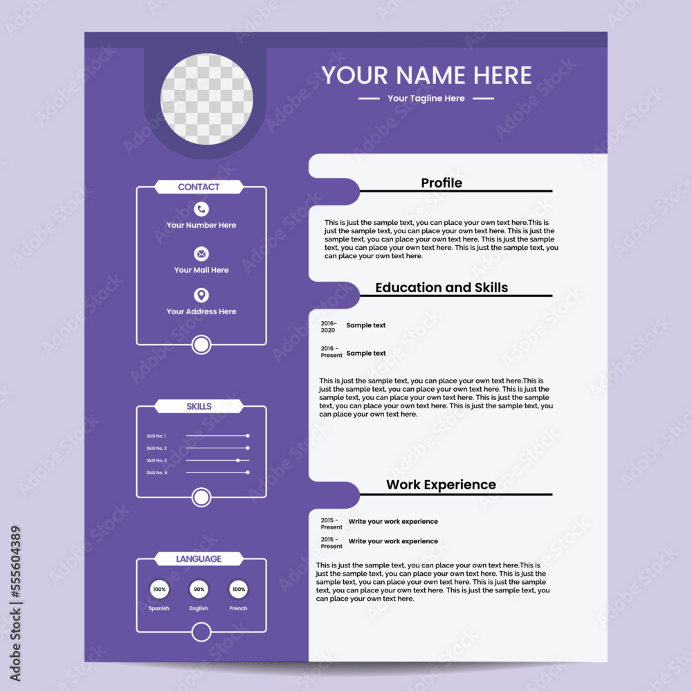 Modern CV resume template design layout. Vector Template for Business ...