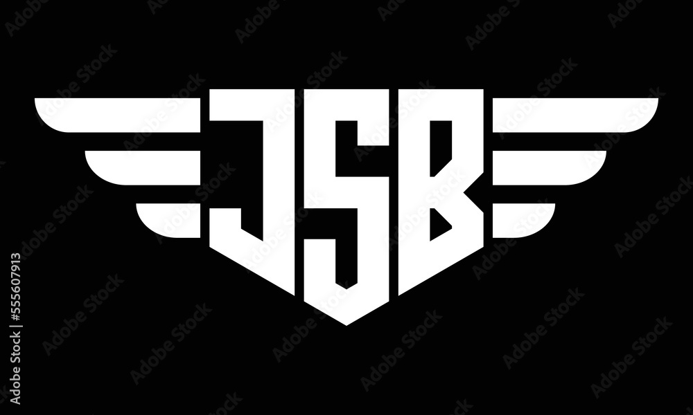 JSB three letter logo, creative wings shape logo design vector template ...