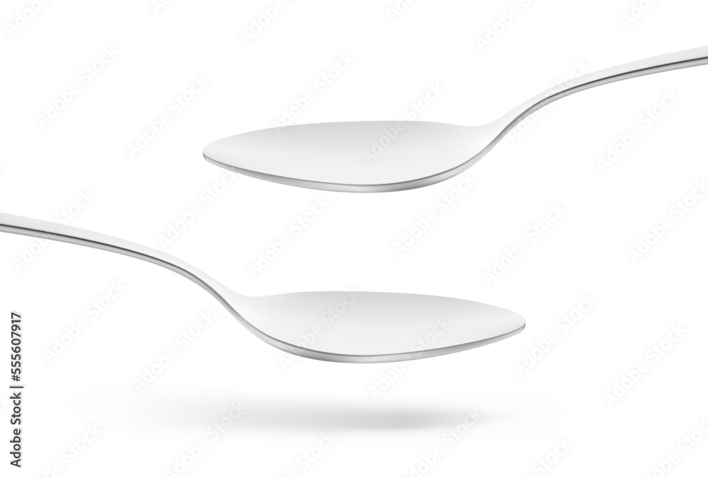 Metal spoon mockup. Vector illustration isolated on white background ...