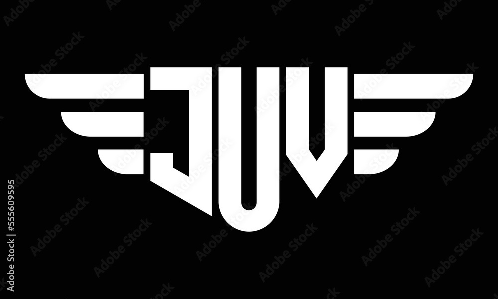 JUV three letter logo, creative wings shape logo design vector template ...