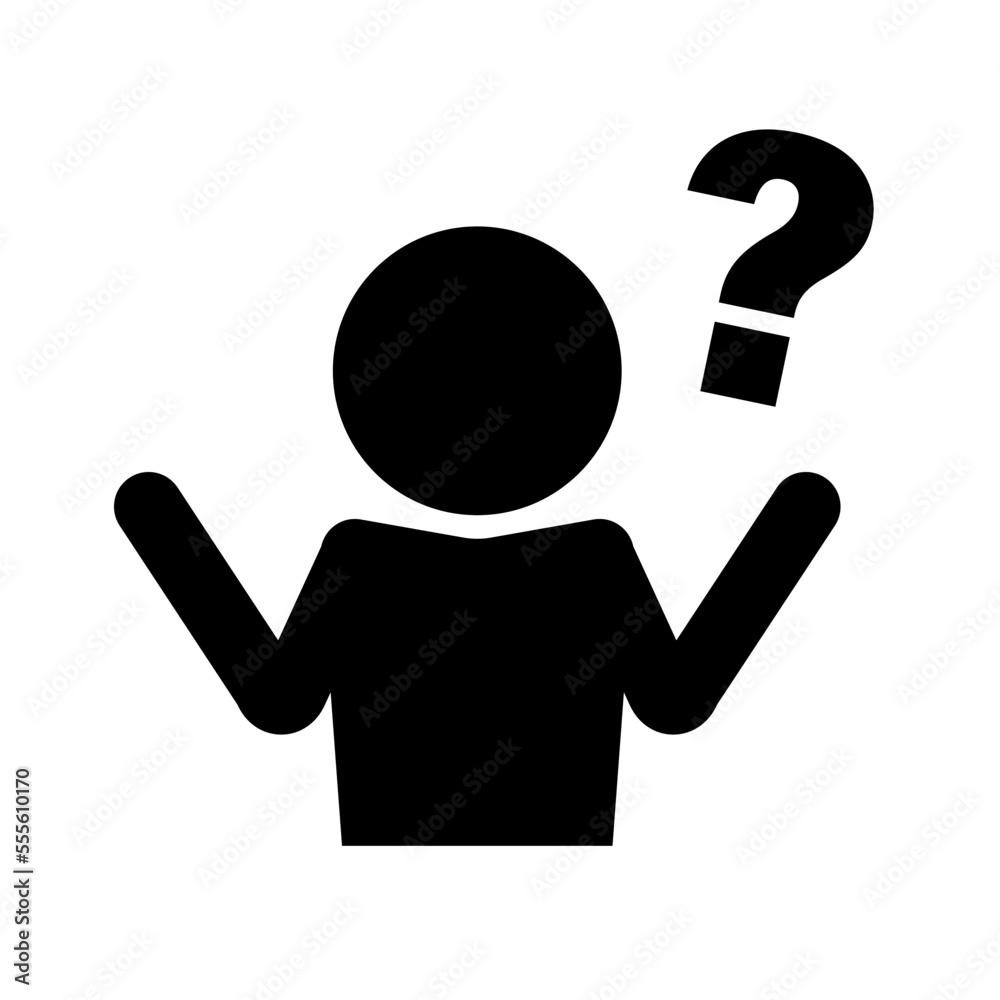Silhouette icon of a person with a problem or question. Vector. Stock ...