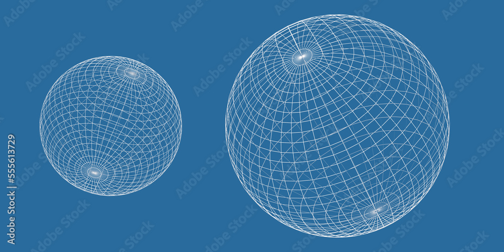 3D wireframe globe or sphere on background, visualization of geography ...