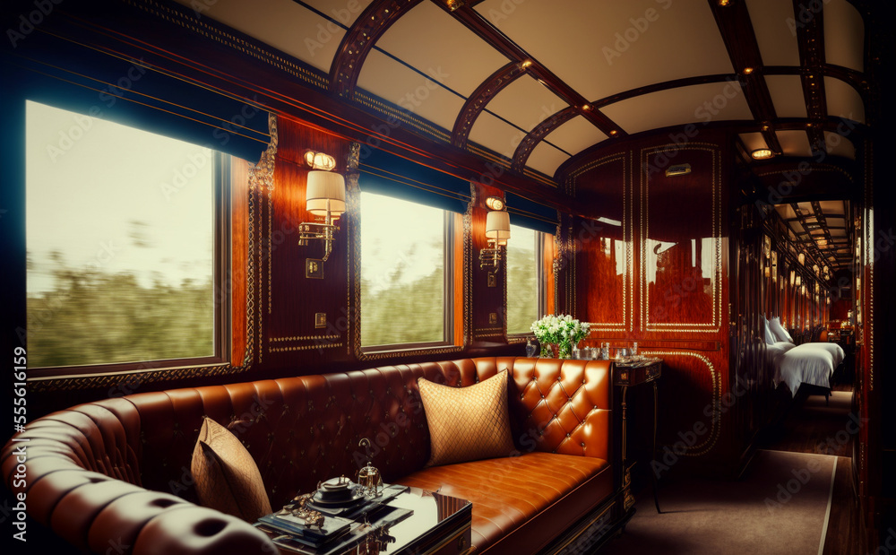 Generative AI illustration of luxury train interior Stock Illustration ...