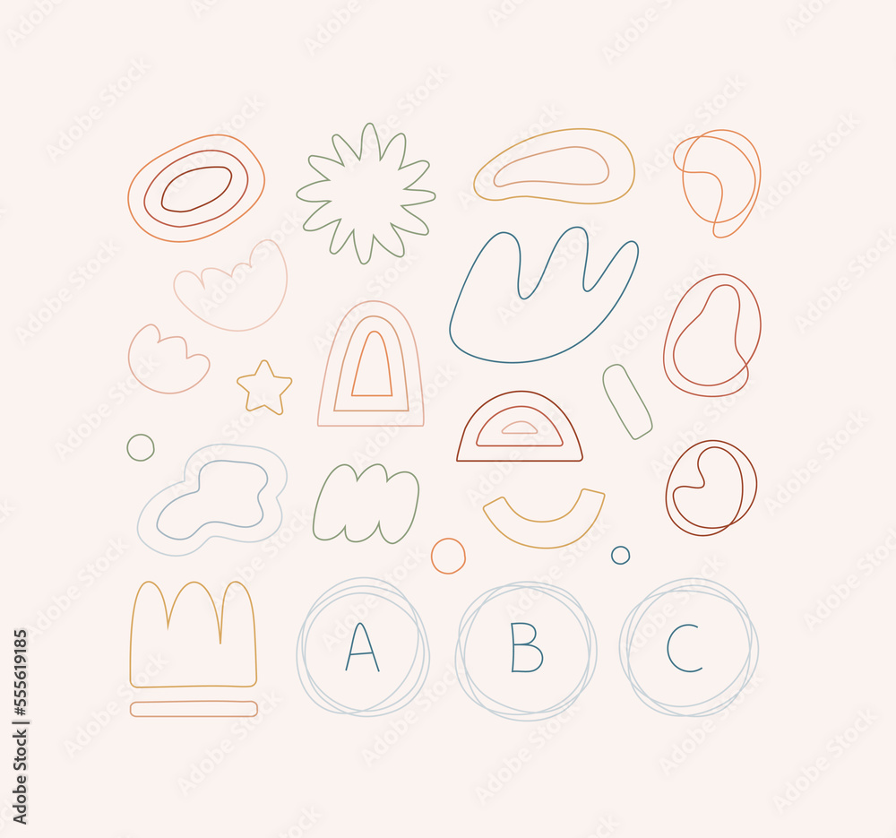 Childish abstract shape collection. Vector illustration set. Group of ...