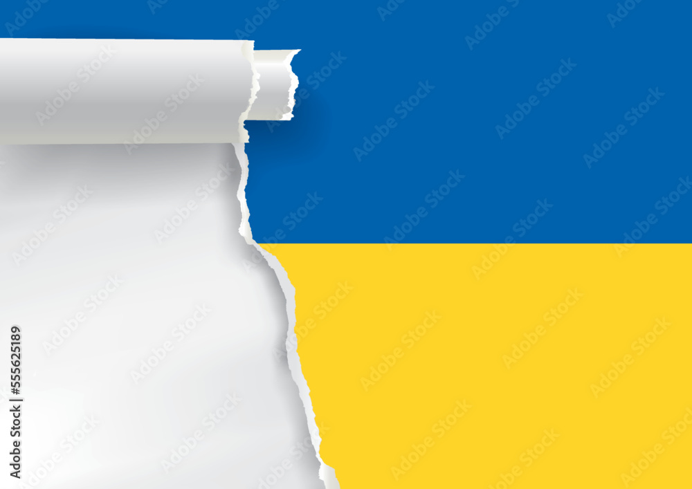 Ripped paper background with Ukrainian flag colors. Illustration of ...