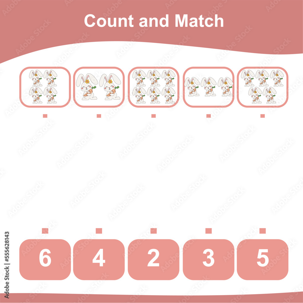 Photo & Art Print Count and match activity for kids with cute farm ...